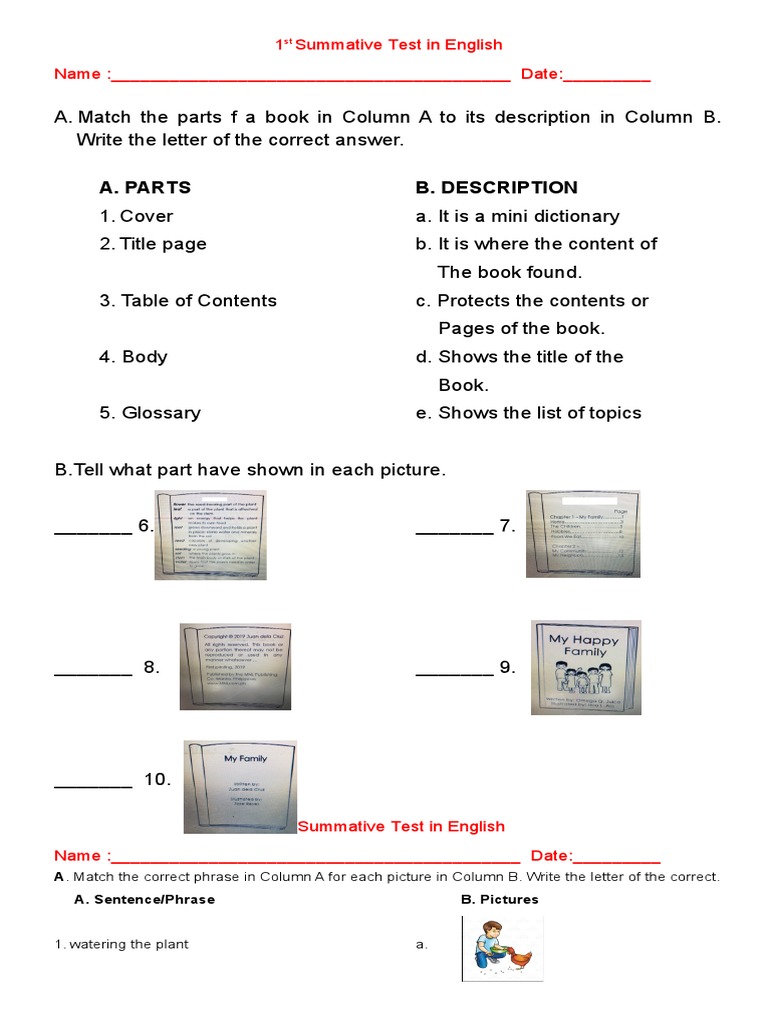 q2 English Summative Test | PDF | Books