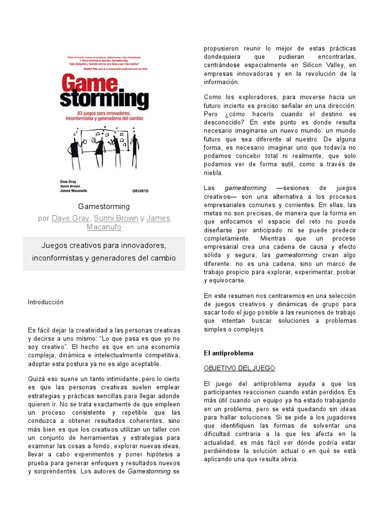 Gamestorming | PDF | Diseño | Pensamiento