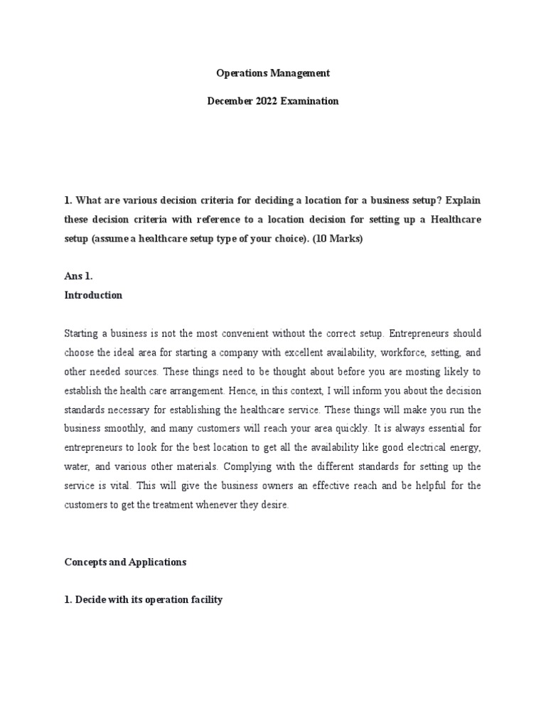 Operations-Management Assignment | PDF | Health Care | Restaurants