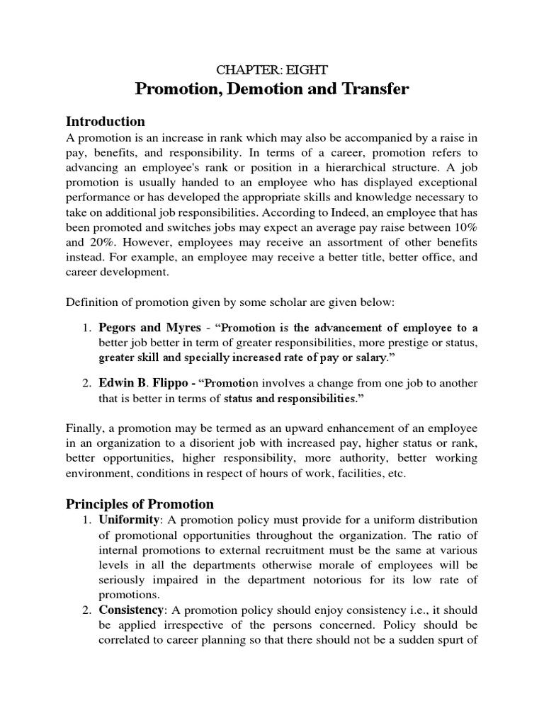 Promotion Demotion and Transfer | PDF | Socialization | Motivation