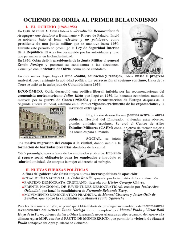 Del Ochenio de Odría Al Primer Belaundismo | PDF | Ciencias sociales