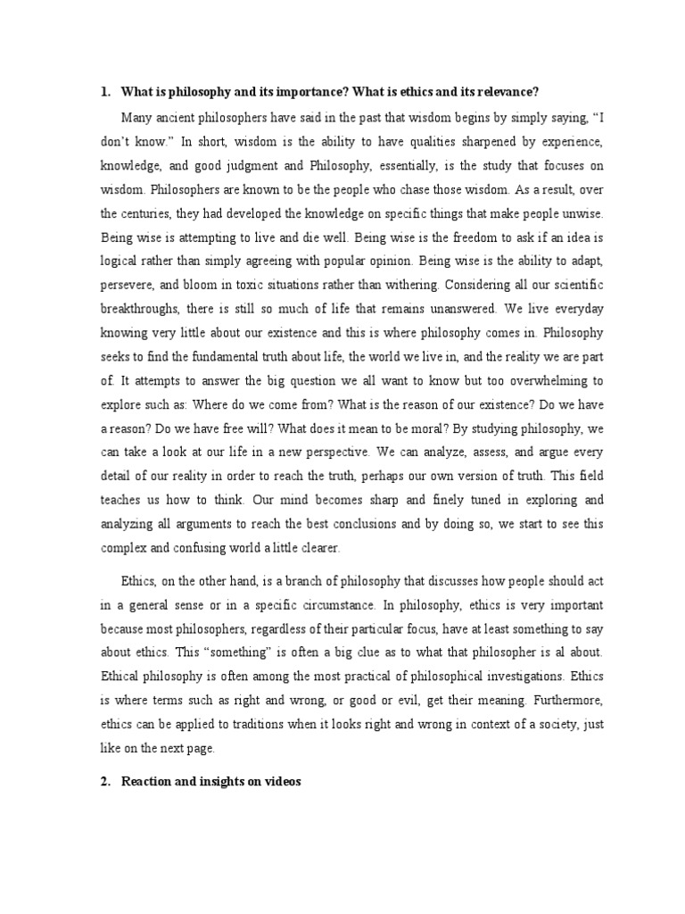 ETHICS | PDF | Truth | Reason