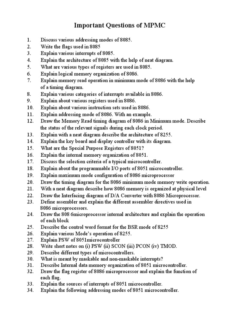 MPMC Imp. Question | PDF | Microcontroller | Information Age MPMC Imp. Question | PDF | Microcontroller | Information Age