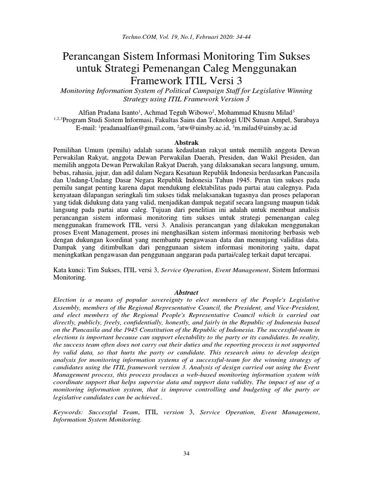 Sistem Monitoring Tim Sukses Caleg ITIL | PDF