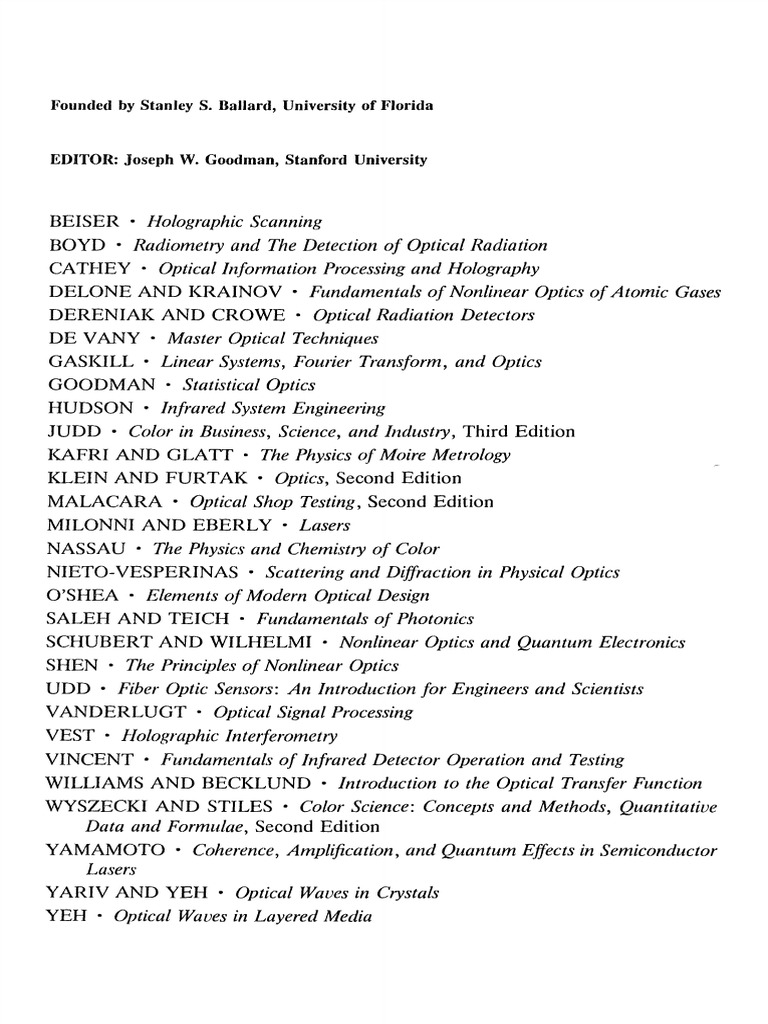 AAA - Optical Shop Testing by Daniel Malacara 2nd Edition | PDF