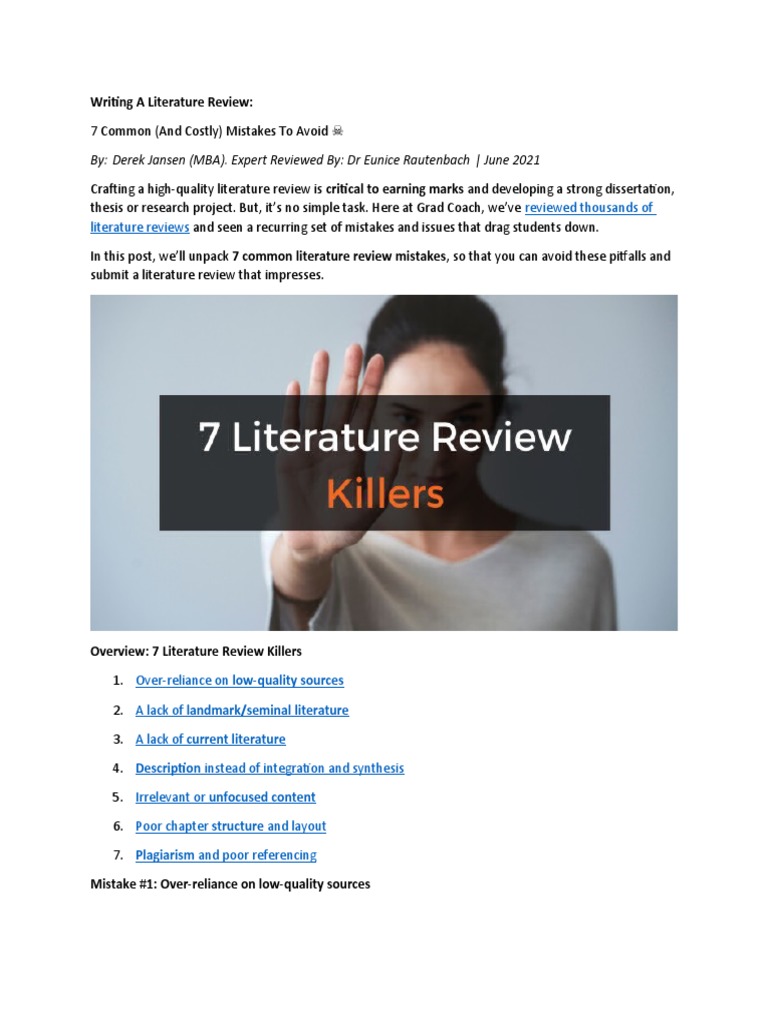 Writing A Literature Review Mistakes | PDF | Career & Growth