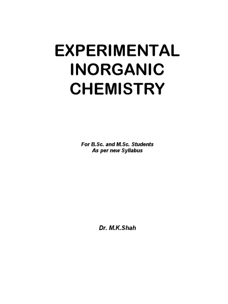 Inorganic Chemistry Practical | PDF
