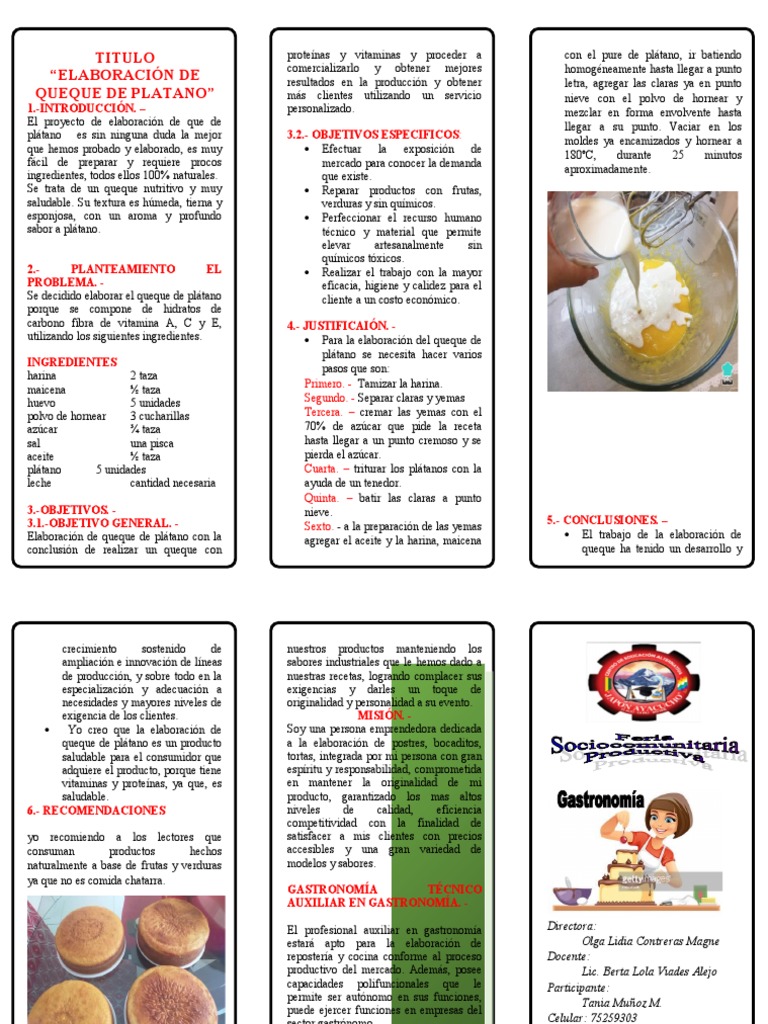 "Elaboración de Queque de Platano | PDF | Plátano | Postres