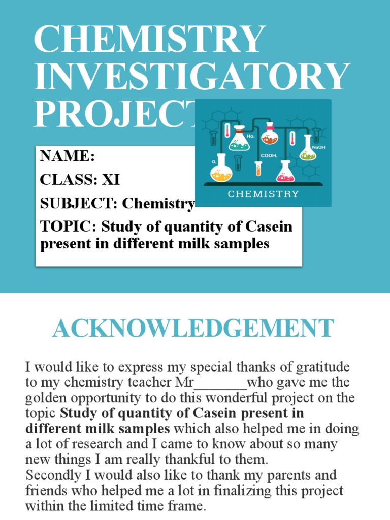 Chemistry Investigatory Project | PDF | Milk | Chemistry