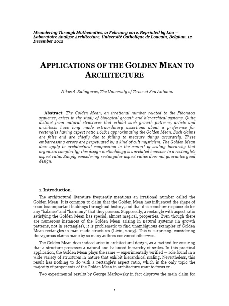 Applications of The Golden Mean To Archi | PDF
