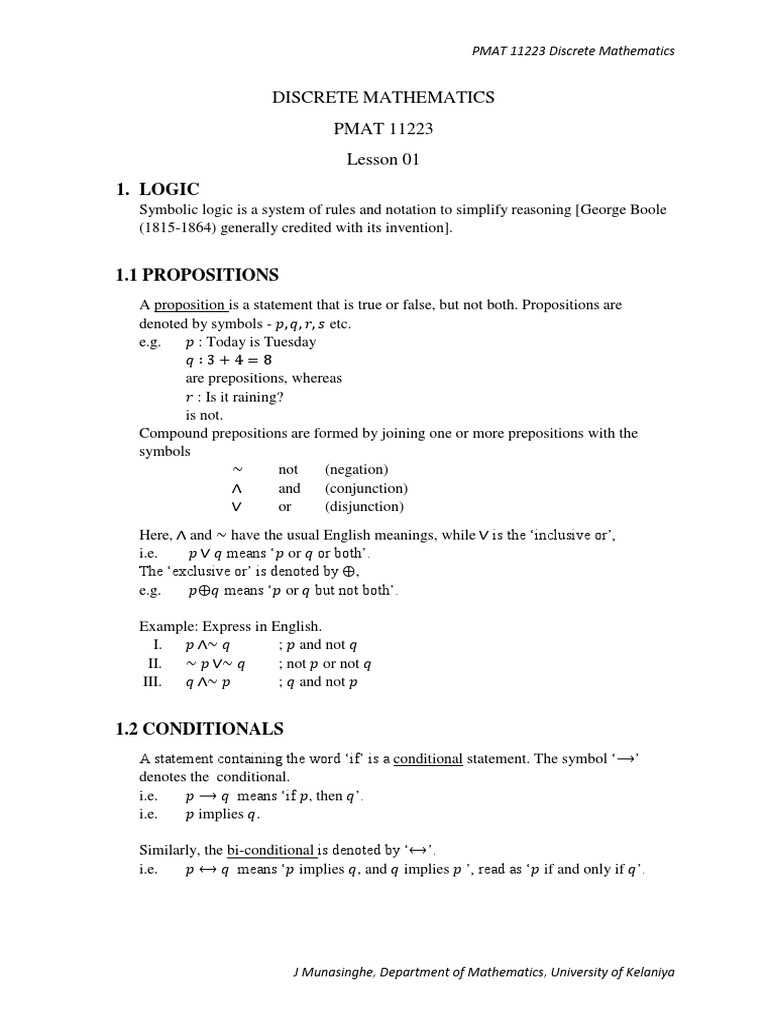 Discrete Math: Logic & Truth Tables | PDF | Logic | Mathematical Logic