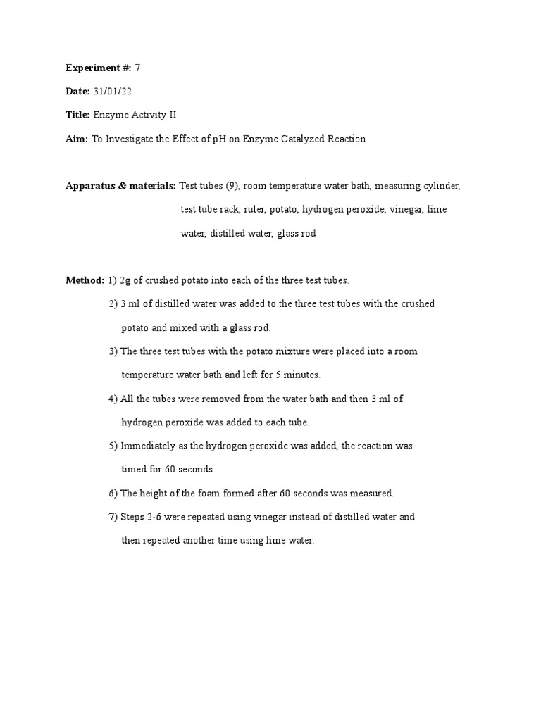 CAPE Biology Lab - Enzymes | PDF | Enzyme | Active Site