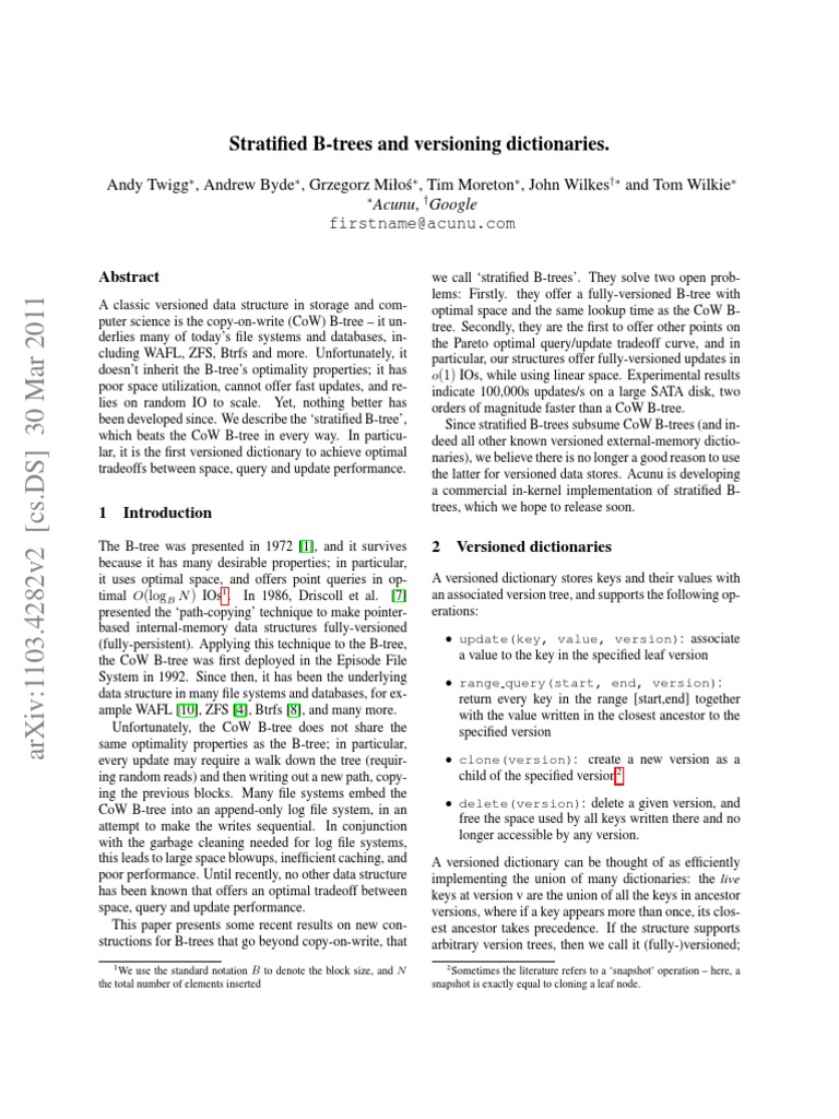 Copy On Write Btrees | Download Free PDF | Array Data Structure | Solid ...
