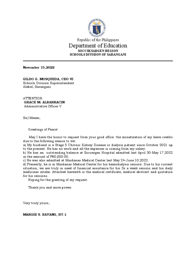 Request for Leave Credit Monetization | PDF | Social Science | Wellness