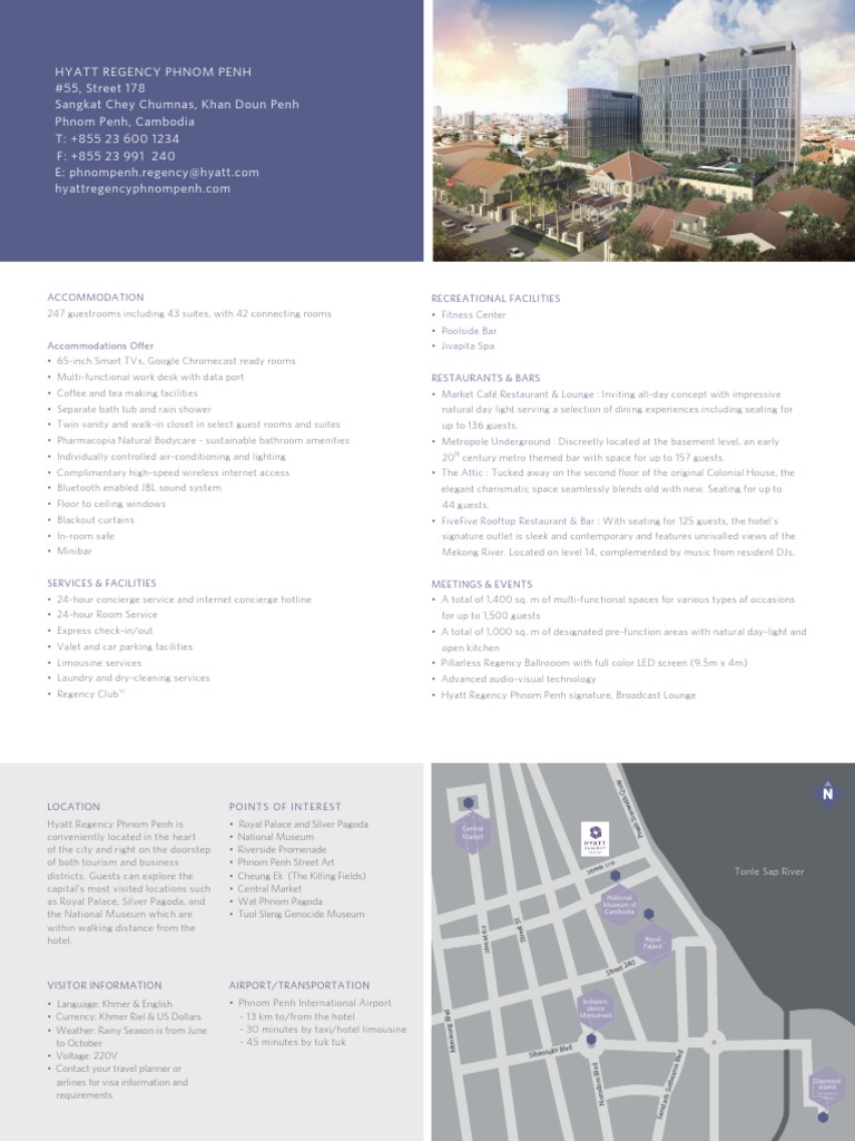 Hyatt Regency Phnom Penh Fact Sheet English | PDF