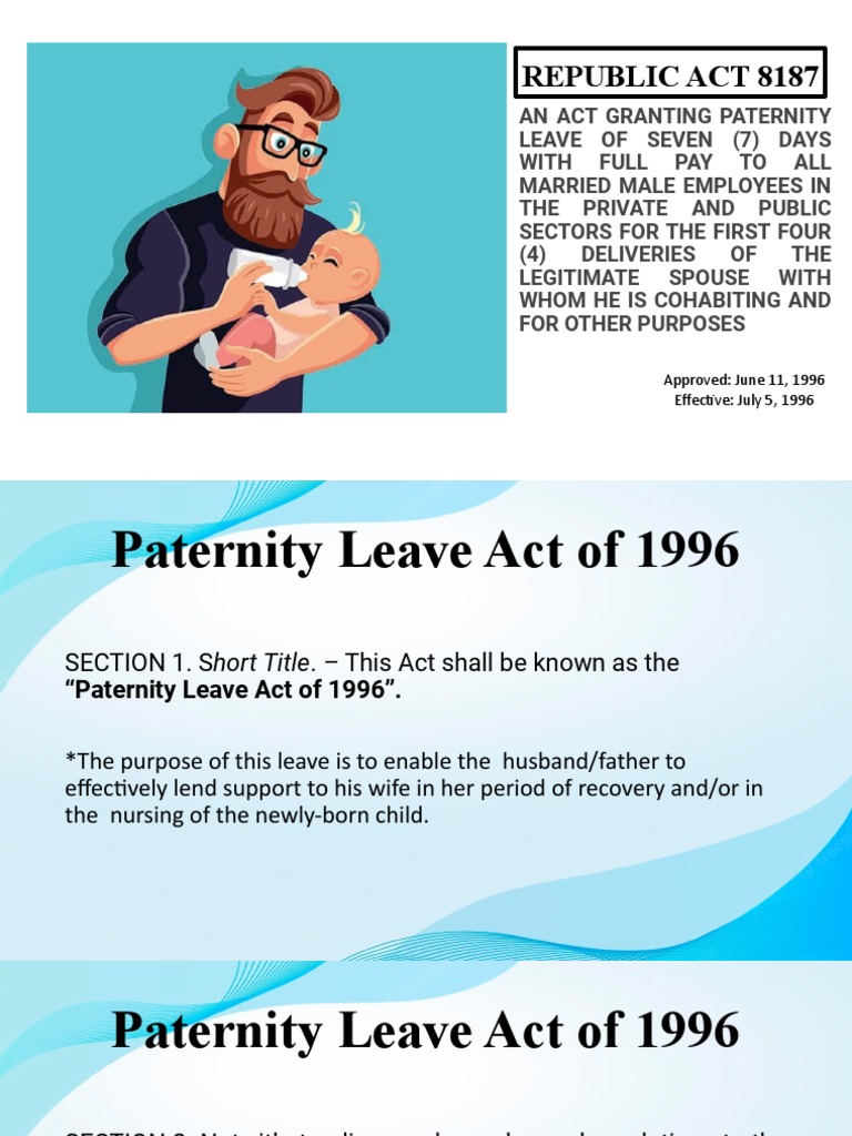 REPUBLIC ACT 8187 | PDF | Employment | Parental Leave