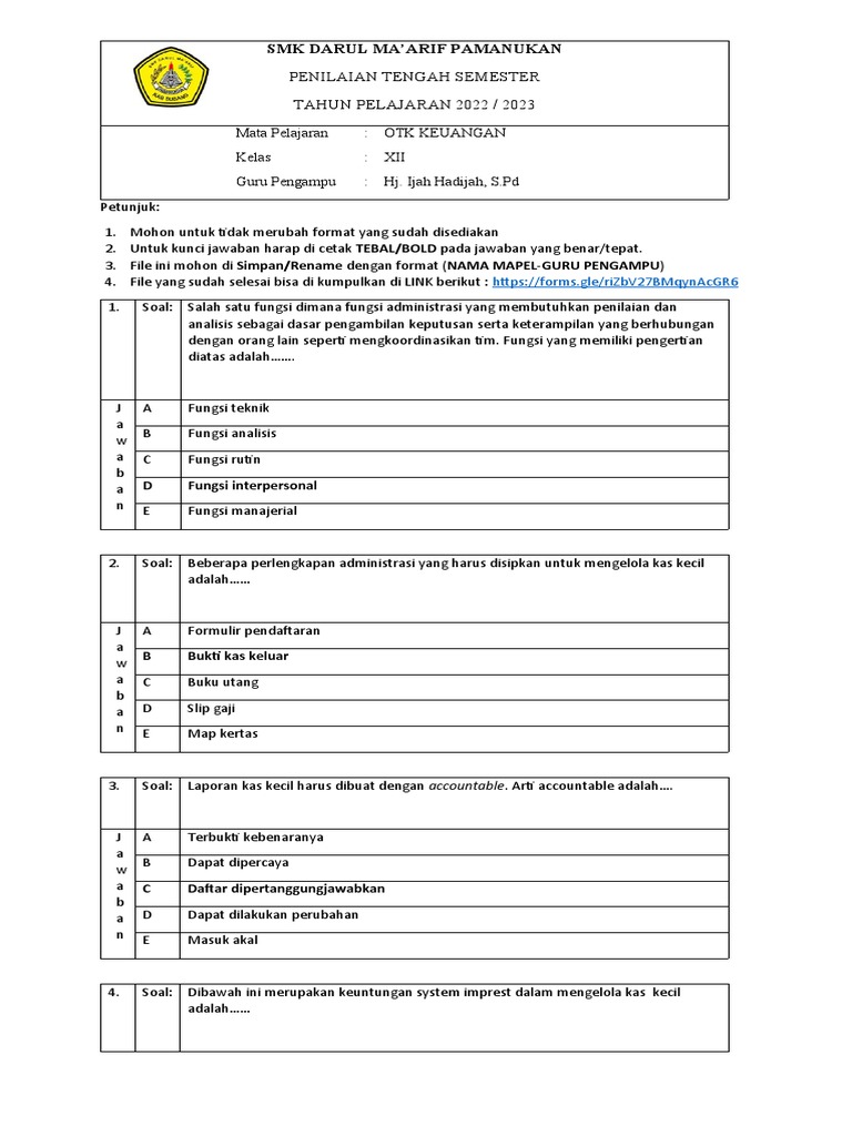 OTK KEUANGAN-Hj. IJAH HADIJAH PTS | PDF