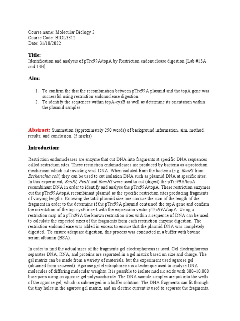 BIOL3312 Lab#13A&13B | PDF | Science & Mathematics | Computers