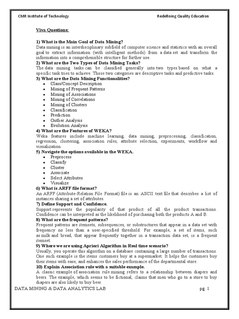 DMDA Viva Questions-1 | Download Free PDF | Regression Analysis | Cluster Analysis