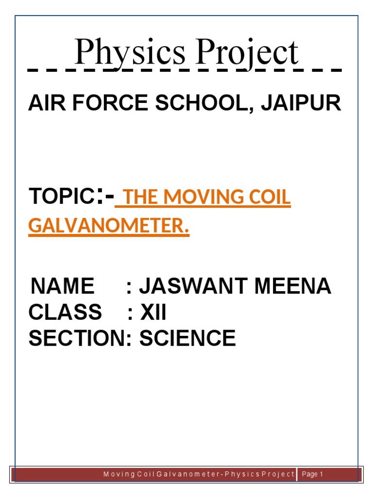 Moving Coil Galvanometer Project Class 12 | PDF | Magnetic Field ...