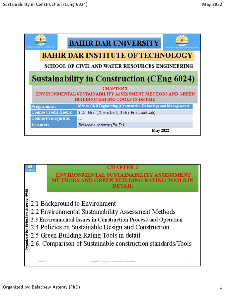 Environmental Sustainability Assessment Methods and Green Building ...