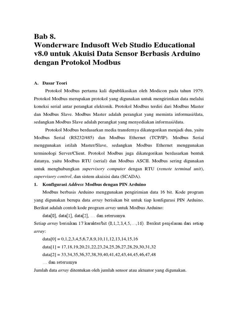 Labsheet - 7 - Sensor Berbasis Arduino Dengan Protokol Modbus | PDF