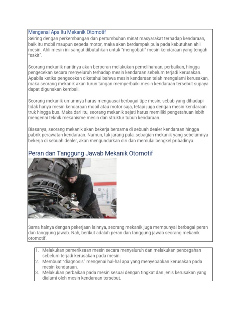 Mekanik Otomotif Data | PDF