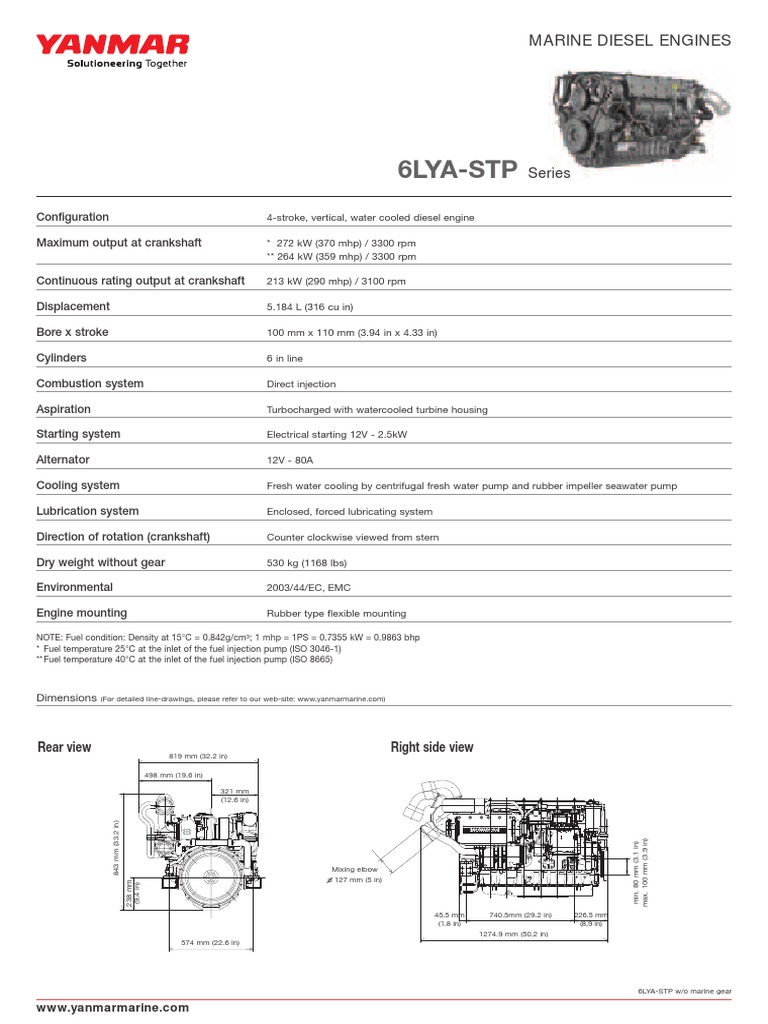 Yanmar 6LYA-STP Datasheet | PDF