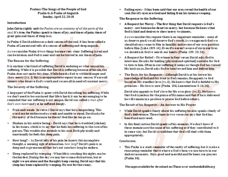 Psalm 6 Notes | PDF