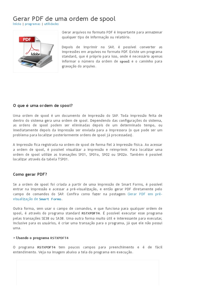 Como Gerar PDF de Ordem de Spool SAP | PDF