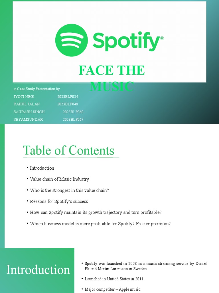 Group - 8 Spotify Case Study | PDF | Spotify | Mass Media