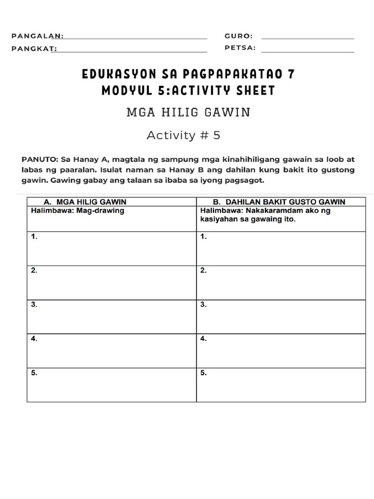Esp 7 Activity 5 | PDF