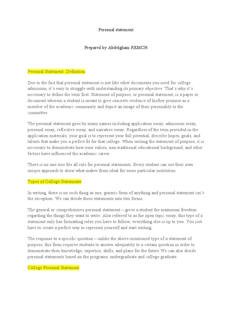 Personal Statements | PDF | Essays | Idea