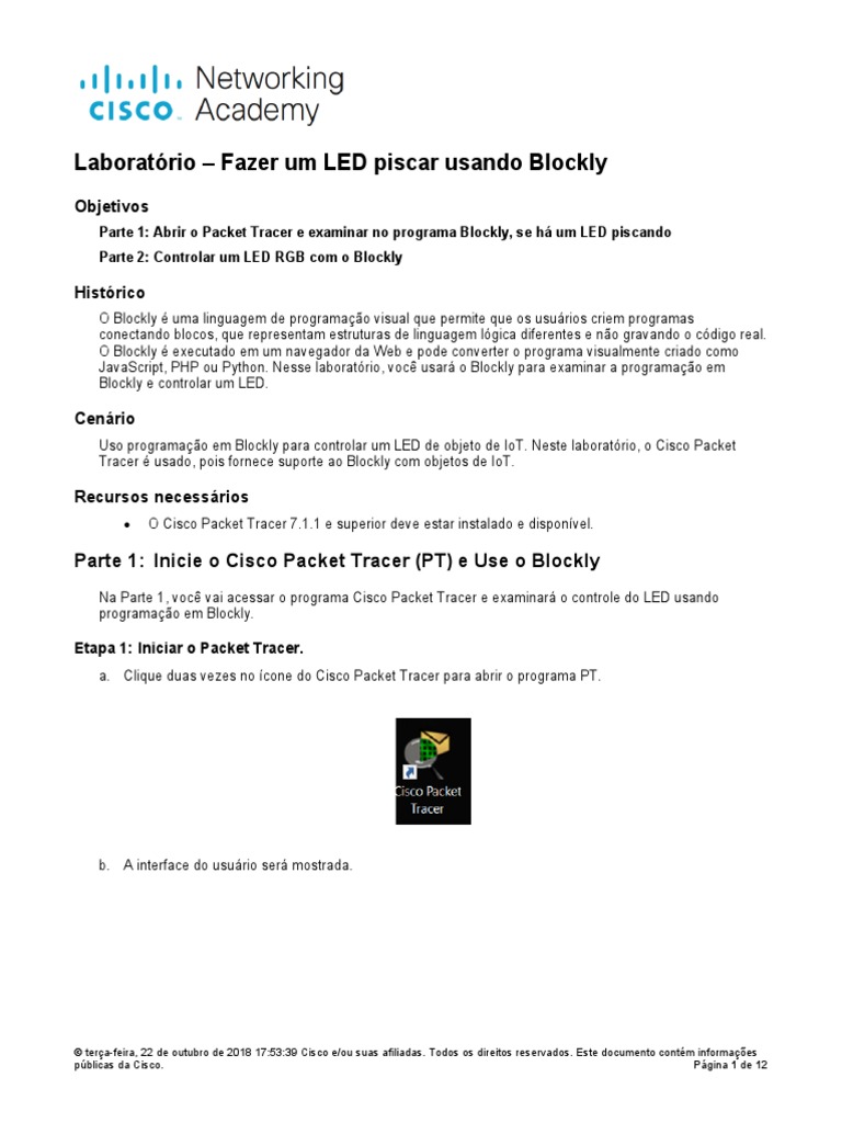 2123 Packet Tracer Blinking An Led Using Blockly Pdf