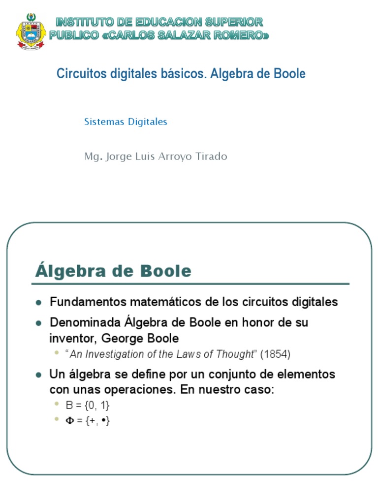 Tema 02. Algebra de Boole. | PDF | Puerta lógica | Álgebra de Boole
