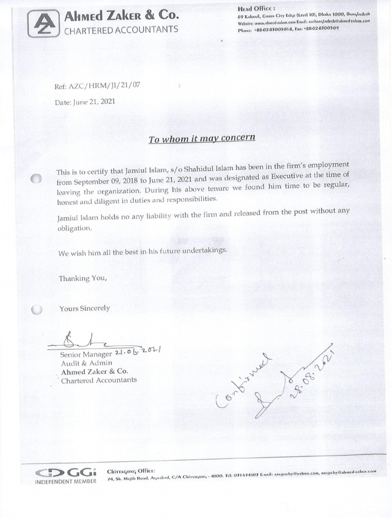 Confirmation Letter | PDF