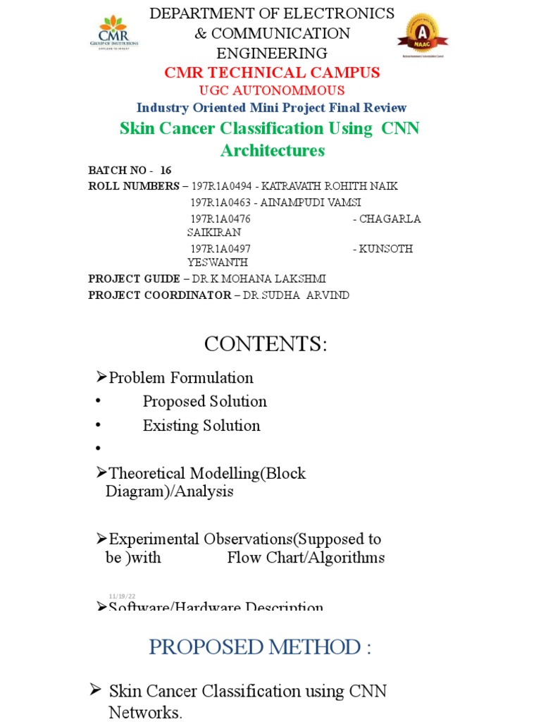 Skin Cancer Classification Using CNN Architectures: CMR Technical ...