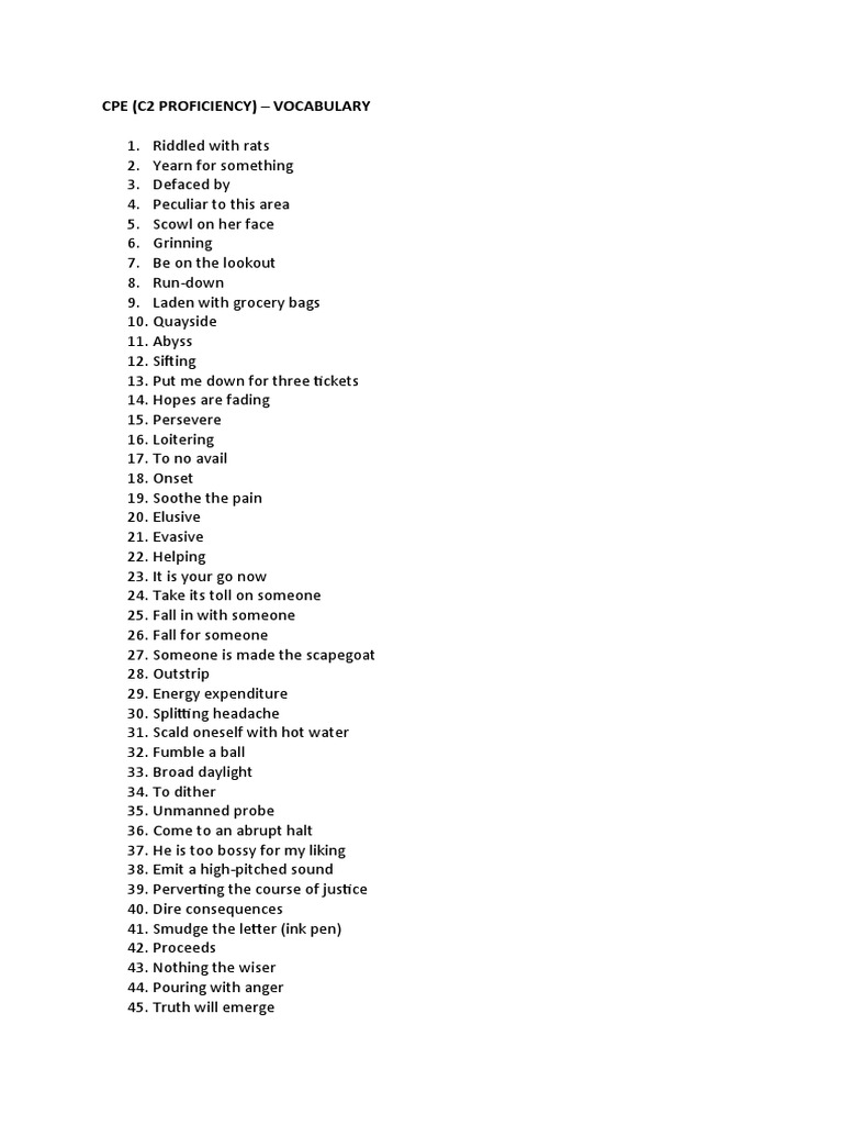 Cpe Vocabulary | PDF