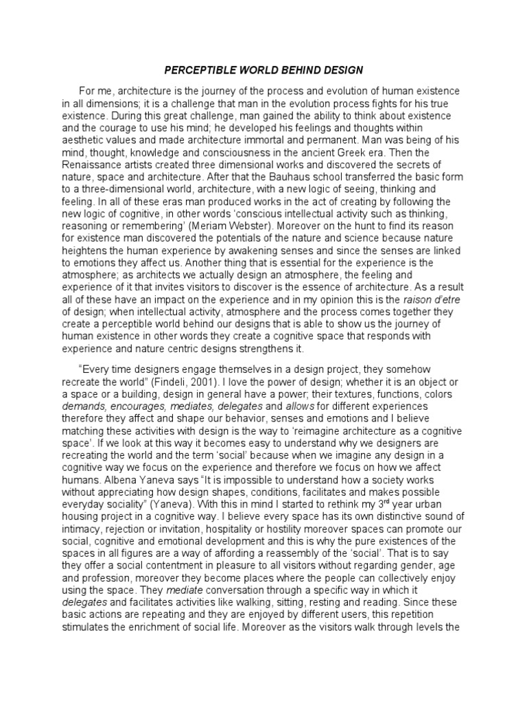 Reimagining Architecture As A Cognitive Space Byzeynep ÇOLAK | PDF ...