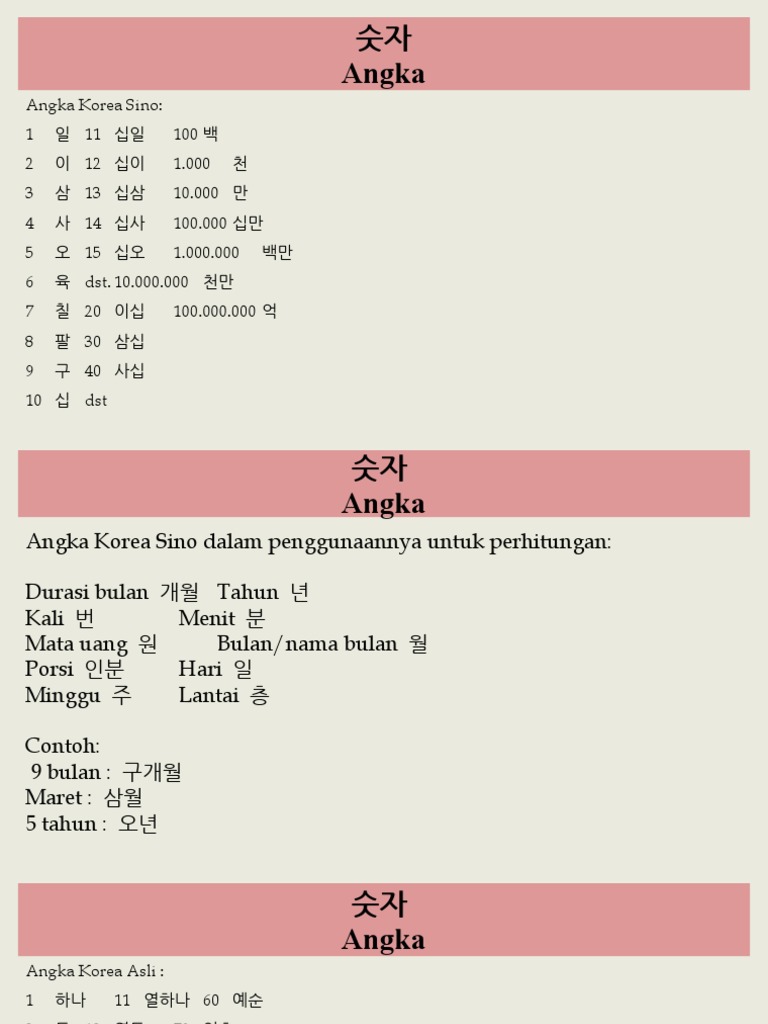 Angka Korea | PDF