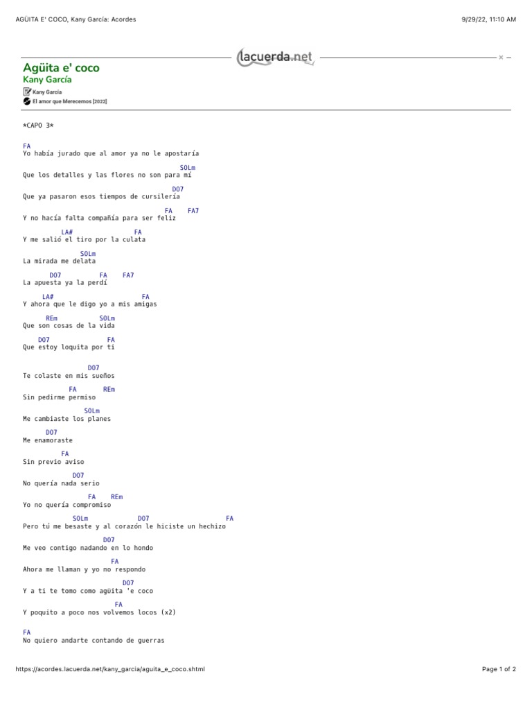 Agüita E' Coco | PDF