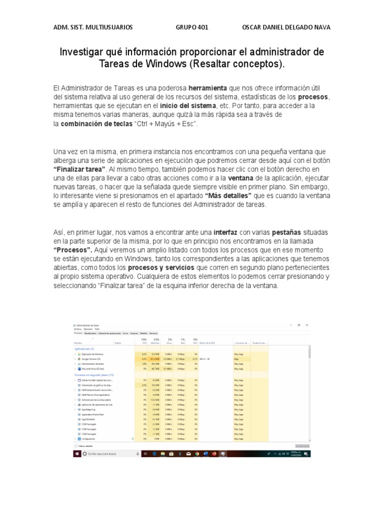 Información del Administrador de Tareas | PDF