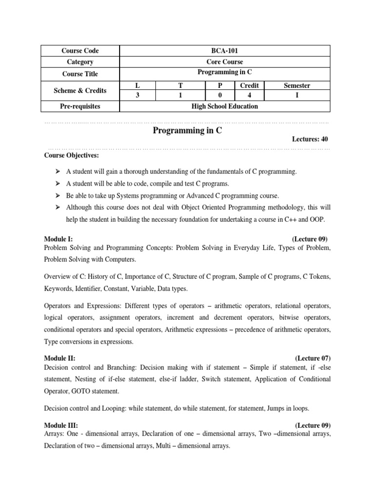 Programming in C | Download Free PDF | Subroutine | Pointer (Computer Programming)