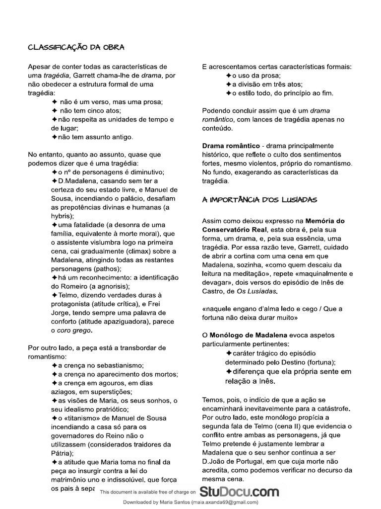 Resumo Frei Luís de Sousa | PDF Resumo Frei Luís de Sousa | PDF