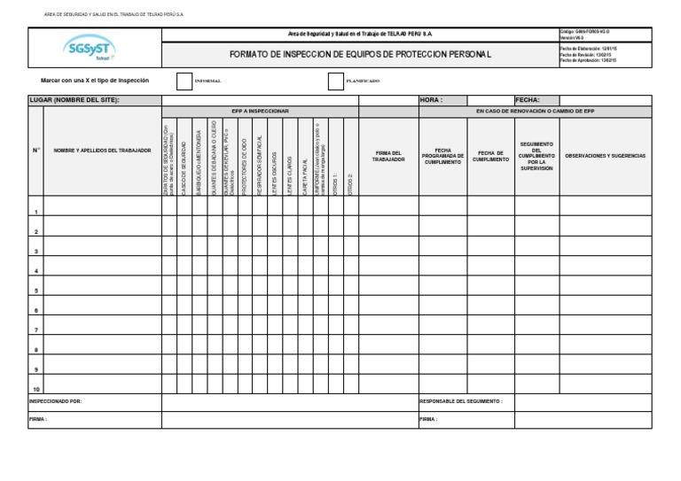 3.registro de Inspecciones de EPP Basicos | PDF