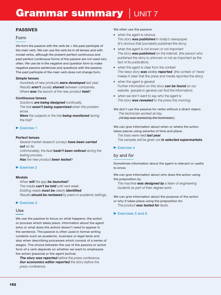 Grammar Summary - Units - 7-12 | PDF
