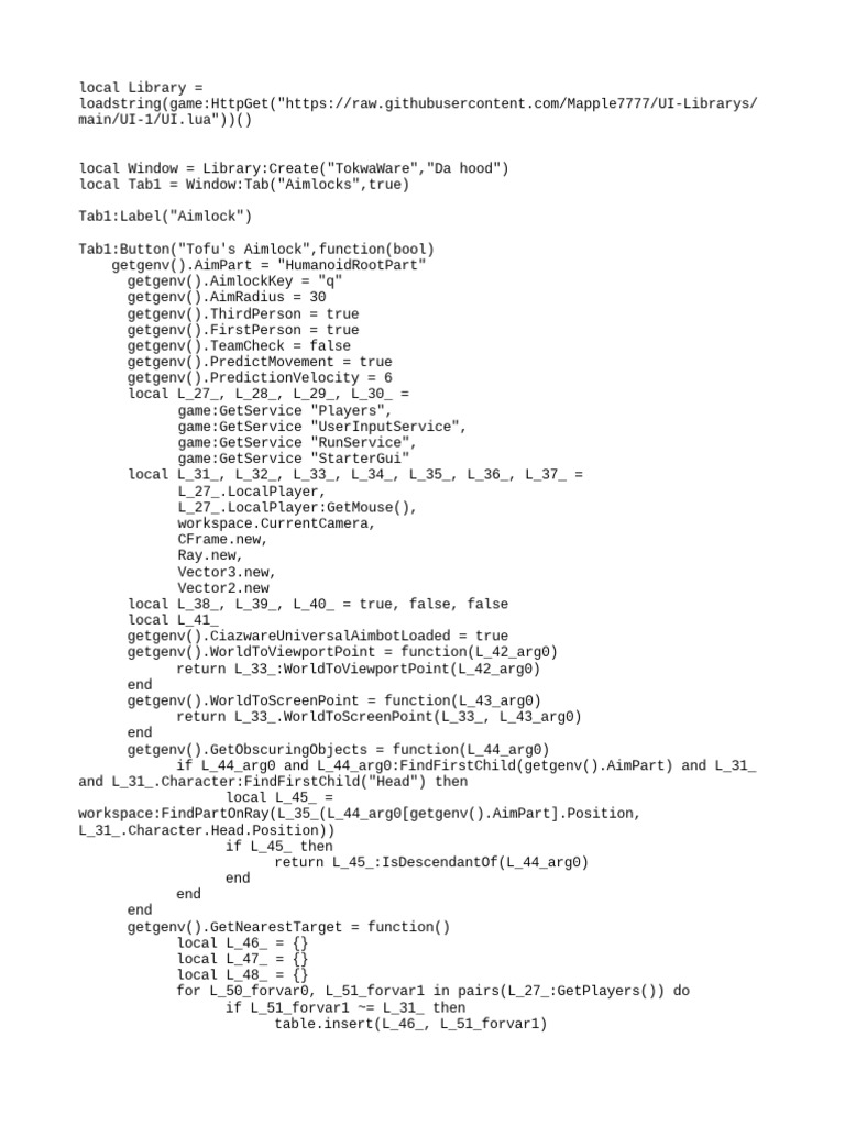 Local Library Aimbot and Silent Aim Settings | PDF