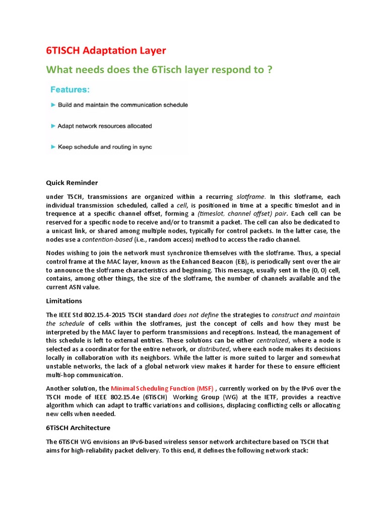 CH2 6TISCH Adaptation Layer | Download Free PDF | Computer Network ...