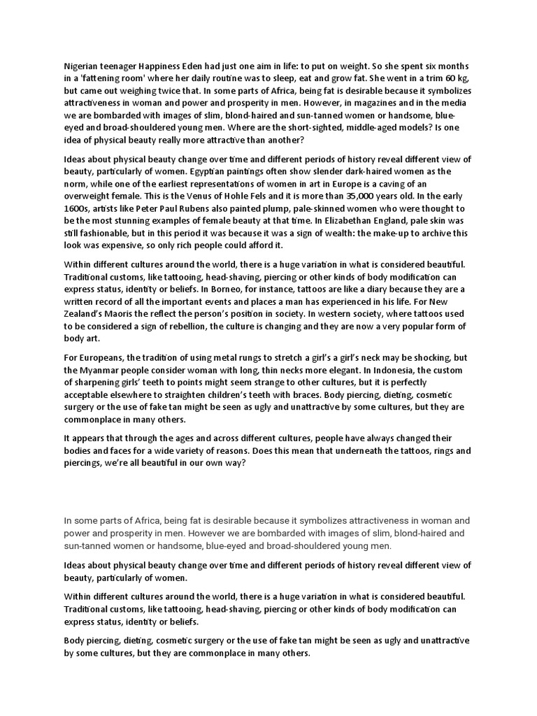 Summary Ideal Beauty | PDF | Beauty | Tattoo