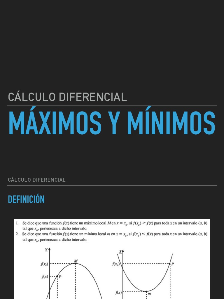 Máximos y Mínimos en Cálculo Diferencial | PDF | Métodos y materiales ...